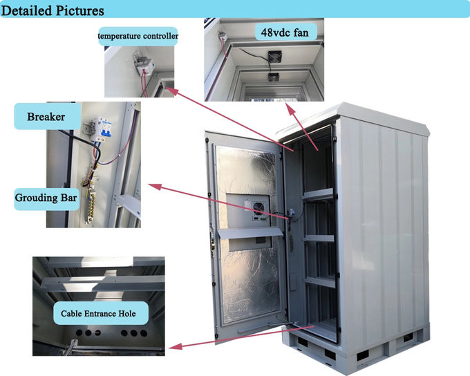 Galvanized Steel Outdoor Battery Cabinets , 2.1m Telecom Outdoor Cabinet