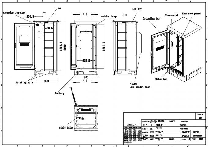 30U 19 Inch Rack Outdoor Telecom Cabinet For BTS Station